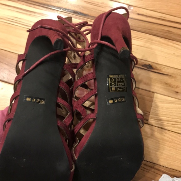 Shoes | Beautiful Caged Heels Size 41 Red Suede | Poshmark